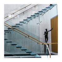 China Small house stair staircase toughened glass panel floating stairs glass balustrade for sale