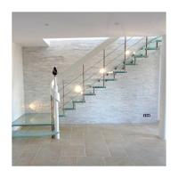 China Open plan stairs toughened glass staircase handrail glass treads floating staircase for sale