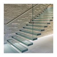 China Open plan stairs toughened glass staircase handrail glass treads floating staircase for sale