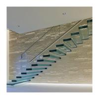 China Open plan stairs toughened glass staircase handrail glass treads floating staircase for sale