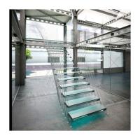 China Aluminum exterior stairs modern house glass staircase suspension glass stairway manufacturer for sale