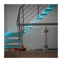 China Wall mounted stairs glass step staircase led suspension glass stairway for sale