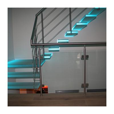 China Wall mounted stairs glass step staircase led suspension glass stairway for sale