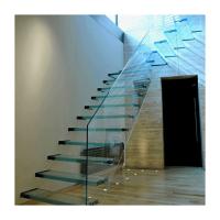 China Wall mounted stairs glass step staircase led suspension glass stairway for sale