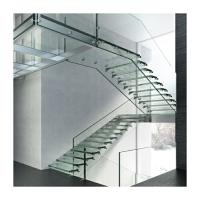 China Wall mounted stairs glass step staircase led suspension glass stairway for sale
