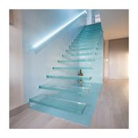China Wall mounted stairs glass step staircase led suspension glass stairway for sale