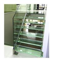 China Wall mounted stairs glass step staircase led suspension glass stairway for sale
