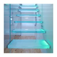 China Collapsible indoor glass staircase balustrade manufactroy glass floating stairs for sale