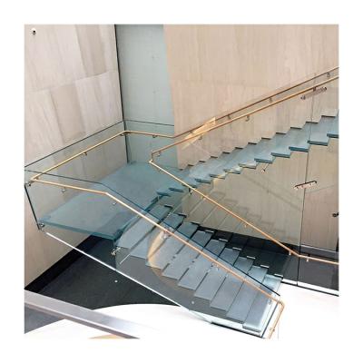 China Indoor decorative stair safety glass floating glass staircase cost for sale