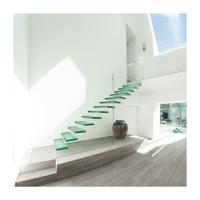 China Internal residential steel glass staircase pictures indoor floating glass staircase for sale