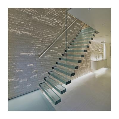 China Simple design high safety glass stairs interior floating glass staircase for sale