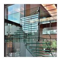 China Power coated staircase glass manufacturer glass floating stair for sale