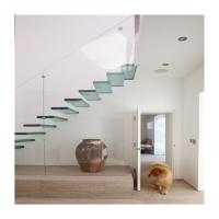 China Staright laminated glass glass stairs glass handrails for suspension stairway for sale