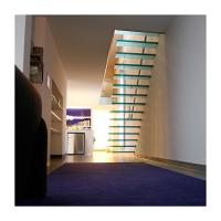 China Staright laminated glass glass stairs glass handrails for suspension stairway for sale