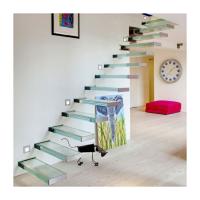 China Staright laminated glass glass stairs glass handrails for suspension stairway for sale