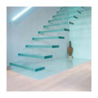 China Fancy stairs all glass design floating glass treads staircase for sale