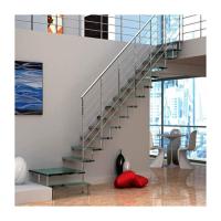 China Wire railing stair glass staircase fencing floating stairs glass railing for sale