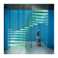 China Wire railing stair glass staircase fencing floating stairs glass railing for sale