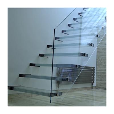 China American standard anti-slip laminated stairs glass panel glass cantilever staircase for sale