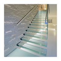 China American standard anti-slip laminated stairs glass panel glass cantilever staircase for sale