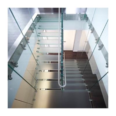 China Office building stairs tempered glass panel stairs modern glass floating staircase for sale