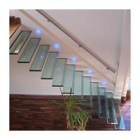 China Invisible stringer stairs laminated safety glass floating staircases for sale