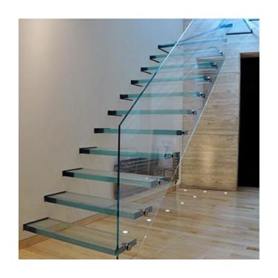 China Mobile home 5mm laminated glass staircase tempered glass railing floating stairs for sale
