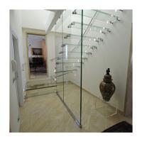 China Diy straight laminated glass tread stairs clear suspension glass stairway for sale