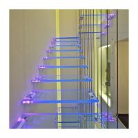 China Diy straight laminated glass tread stairs clear suspension glass stairway for sale