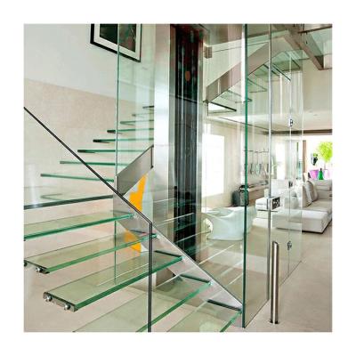 China Anti slip strip frameless glass railing stairway floating tempered glass railing stairs for sale