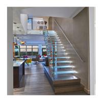 China Straight stair glass staircase toughened prefabricated glass floating staircase for sale
