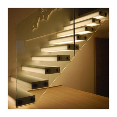 China Cable stairs oem straight tempered glass stairs suspension glass stairway shelf for sale