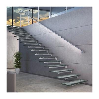 China Home staircase railing tempered glass price floating glass stair for sale