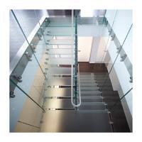 China Indoor stone stairs laminated glass tread staircase glass stairway suspensions for sale for sale