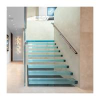 China Indoor stone stairs laminated glass tread staircase glass stairway suspensions for sale for sale