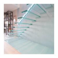 China Single stringer frameless glass stair glass floating staircase design for sale