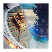 China Indoor straight stairs fiberglass glass baluster floating staircase for sale