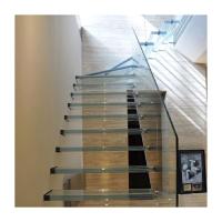 China Indoor straight stairs fiberglass glass baluster floating staircase for sale