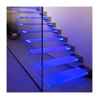 China Modern invisible beam tempered stair glass railing prices floating stairs with glass railing for sale
