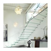 China Modern invisible beam tempered stair glass railing prices floating stairs with glass railing for sale