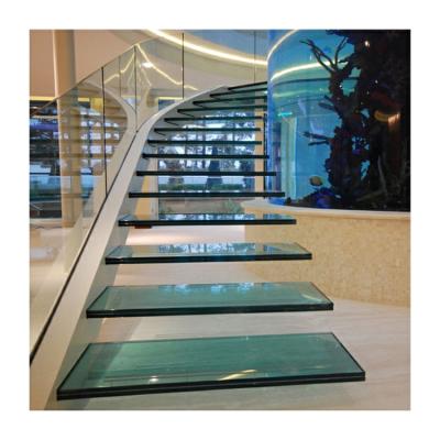 China Library modern glass staircase hot selling glass floating stairs for sale