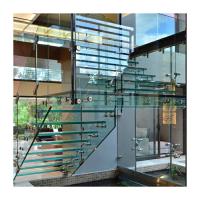 China Outdoor stairs staircase glass railing designs glass staircases floating for sale