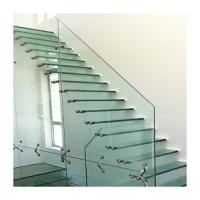 China Modern railing glass staircase design glass steps floating stair for sale