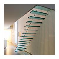 China Exterior stairs house glass staircase floating glass stair for sale