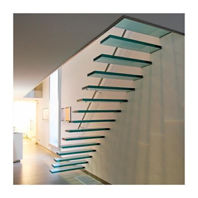 China Exterior stairs house glass staircase floating glass stair for sale