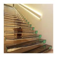 China Safety rails stairs gray glass railing staircase high pressure suspension glass stairway for sale