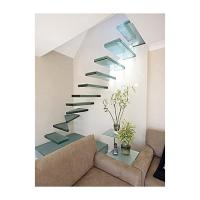 China Basement stairs modern tempered interior glass floating staircase for sale