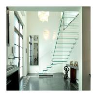 China Interior design stairs tempered glass railing staircase glass stairways suspension for sale