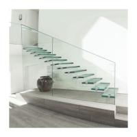 China Modern staircase glass price toughened glass step floating stair for sale