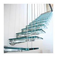 China Hanging stairs glass staircase manufacturers glass balustrade floating staircase for sale